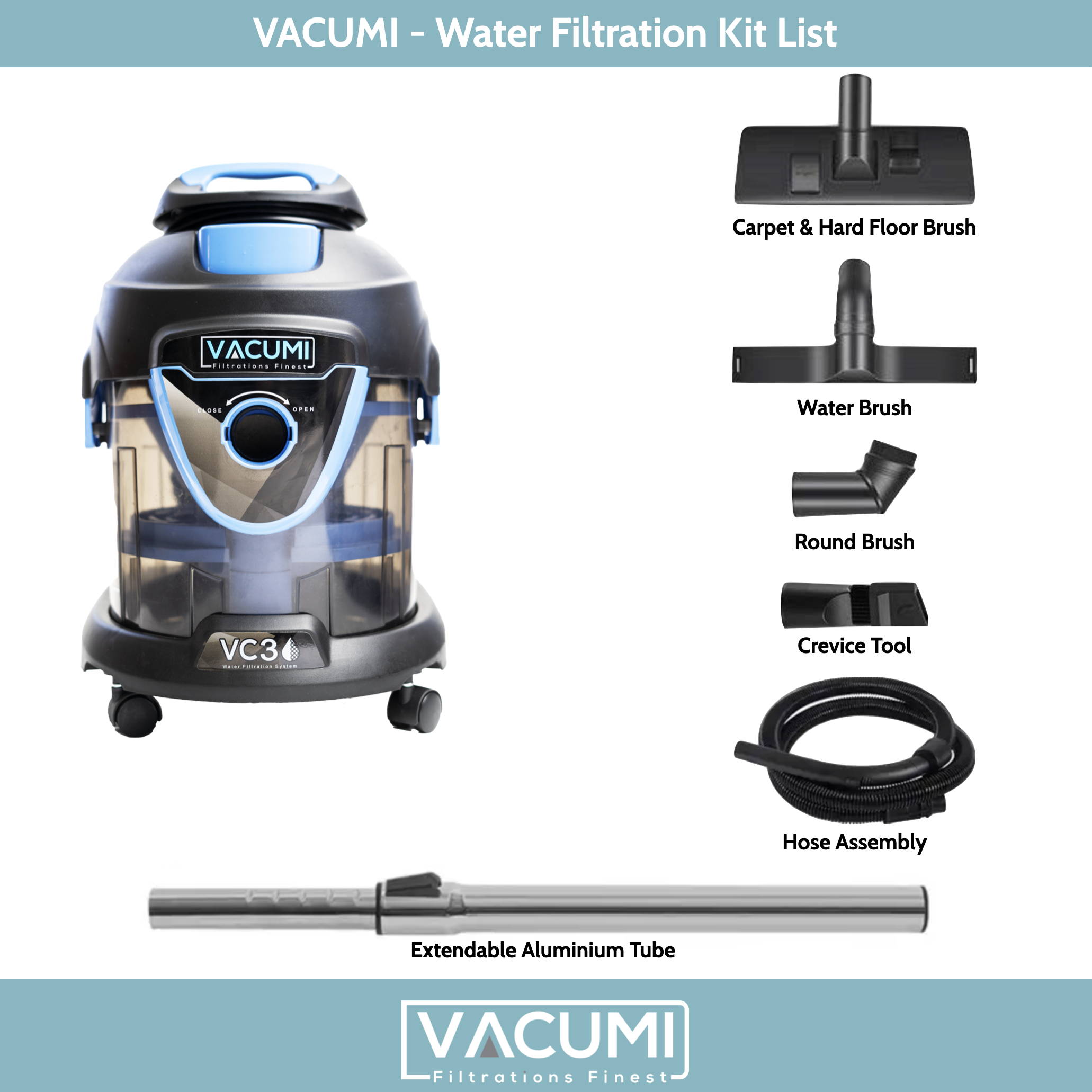 Vacumi VC3 Allergies Asthma Dust Mite Vacuum Cleaner With Water Fi